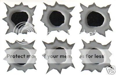 .50 Caliber M107 BMG 82A1 209 MAG Bullet Hole Stickers